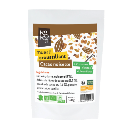 Muesli Croustillant Cacao Cru Noisette Format Sachet 350g